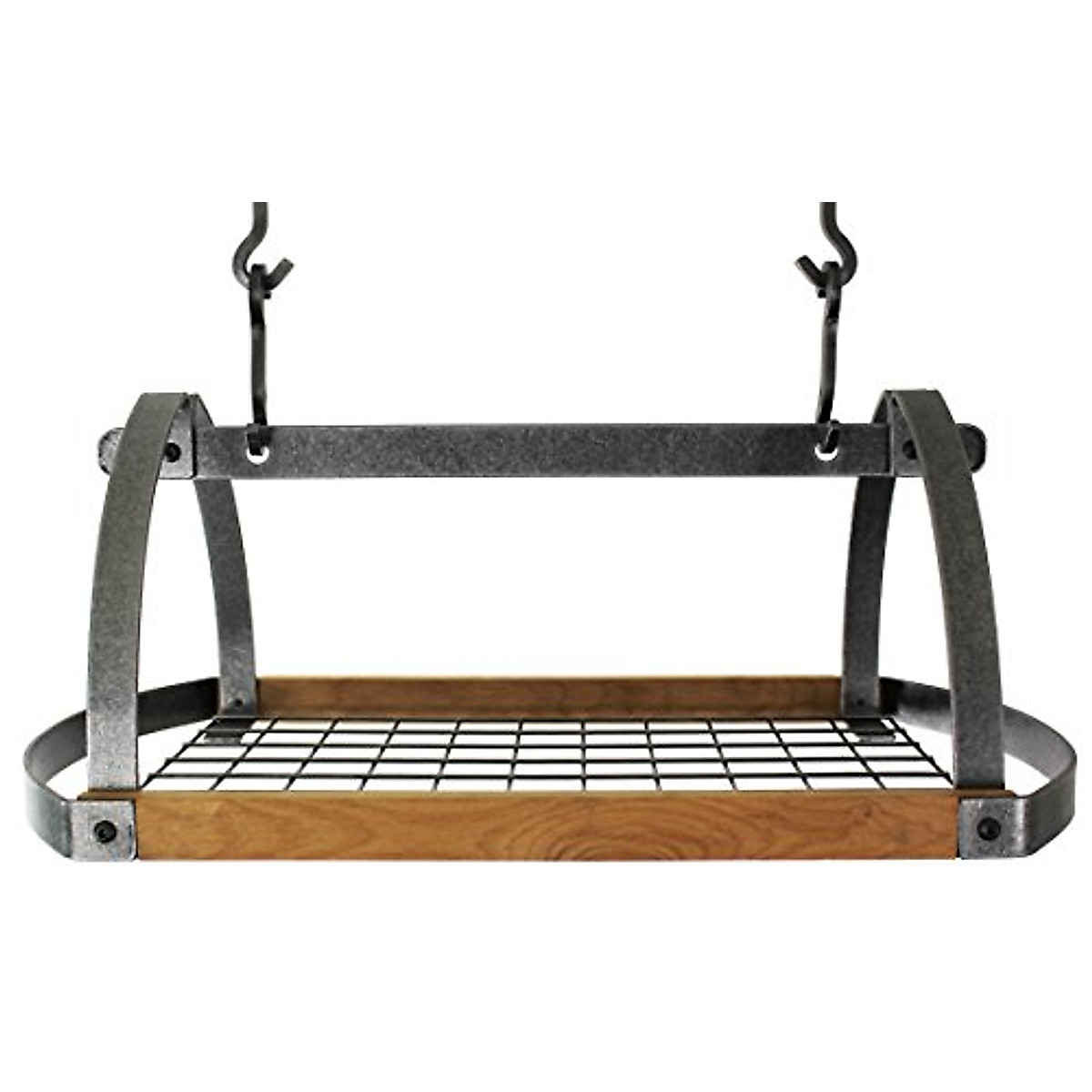 Enclume Decor Oval Ceiling Pot Rack with Alder, Hammered Steel