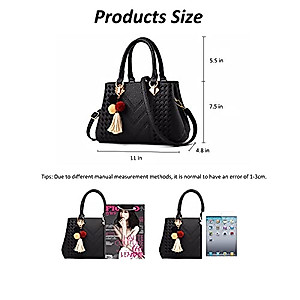Small Women Satchel Handbag Ladies Purses Handbags Women Crossbody Bag Black PU Leather Tote Bag Shoulder Bag Gifts for Her