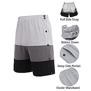 Deyeek Post Surgery Shorts for Men Hip Knee Broken Leg Recovery Shorts Tearaway Shorts Side Snap Breakaway Pants for Men