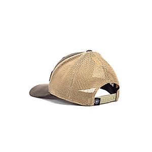 ARIAT Men's Flex Fit 110 Snapback Cap, Brown with Tan Mesh Back and Shield Logo Patch, Adjustable One Size
