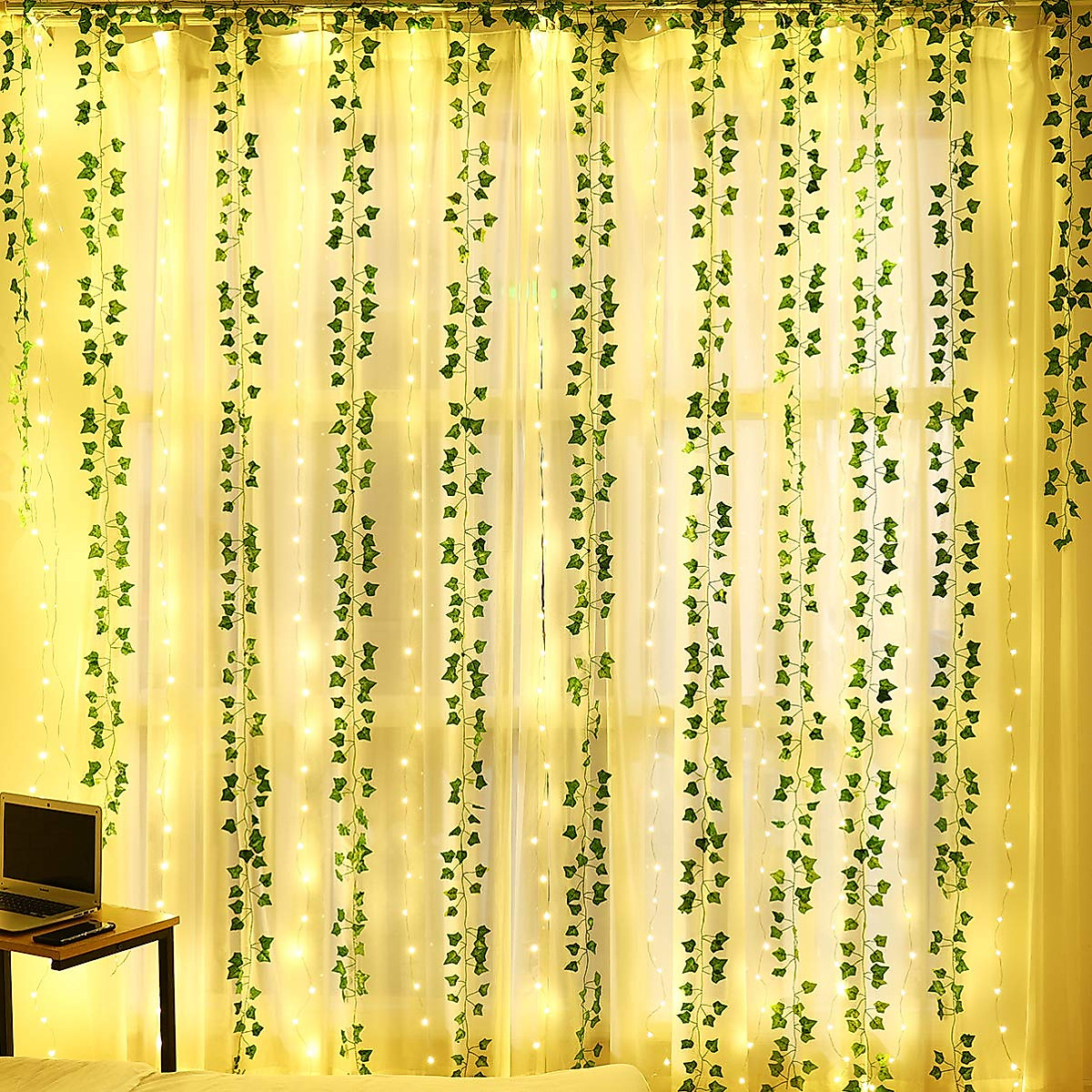 118 FT Artificial Ivy Garland, Fake Ivy Leaves Fake Leaf Plants Vine Hanging Garland Ivy Foliage Leaves for Wedding Party Kitchen Office Outdoor Greenery Wall Décor, Style 3