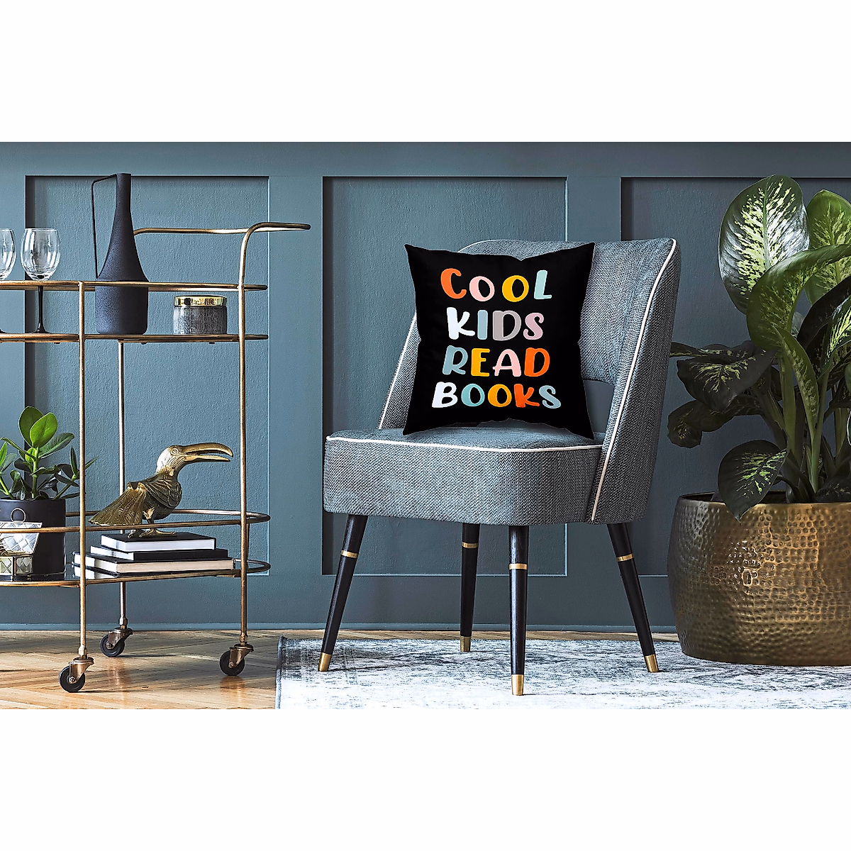 ZNGFON Kids Reading Pillow Pillows Covers case 18x18，Let's Read Cool Kids Read Books，Reading Pillow for Kids，Decorate Book Club Reading Room Boys Girls Room Kids Room Playroom Nursery