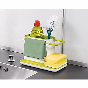 Joseph Joseph 85049 Sink Caddy Kitchen Sink Organizer Sponge Holder Dishwasher-Safe, Large, Green