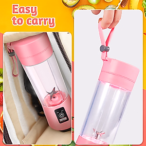 RESSYYT Portable Blender, 380ml, Light Pink, Rechargeable, 15,000rpm, Ideal for Smoothies, Milkshakes, Juices