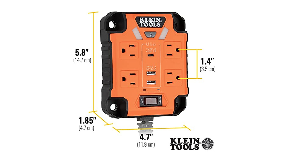 Klein Tools Magnetic Power Strip with USB Ports