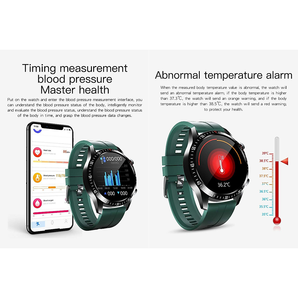 KRG Kerunga Business Sports Smart Watch Compatible with iPhone and Android/with Bluetooth Calling/Heart Rate/Sleep Tracker/IP67 (Black Silicone Strap Style, KRG-K29, 10*1.8*0.5inch