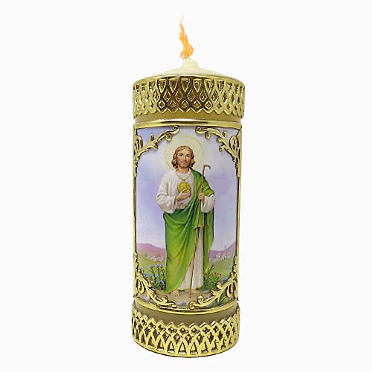 Hand Crafted Saint Jude Catholic Prayer Candle, Unscented Decorative Candles for Devotional, Religious Gifts for Christian Men and Women, 4.75 Inches