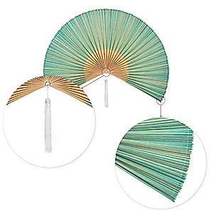 Artera Large 60" Bamboo Folding Wall Fan - Solid Red Plum Unpainted - Original Wall Fan (Two Tone- Blue)