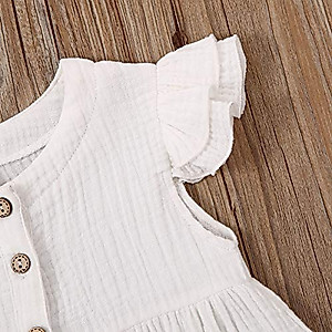 Kids Baby Girls Organic Cotton Ruffled Sleeve Tunic Dress Swing Casual Sundress Party Princess Dresses (White, 2-3 Years)