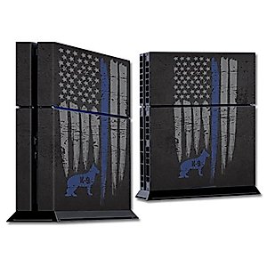 MightySkins Skin Compatible with Sony PS4 Console - Thin Blue Line K9 | Protective, Durable, and Unique Vinyl Decal wrap Cover | Easy to Apply, Remove, and Change Styles | Made in The USA
