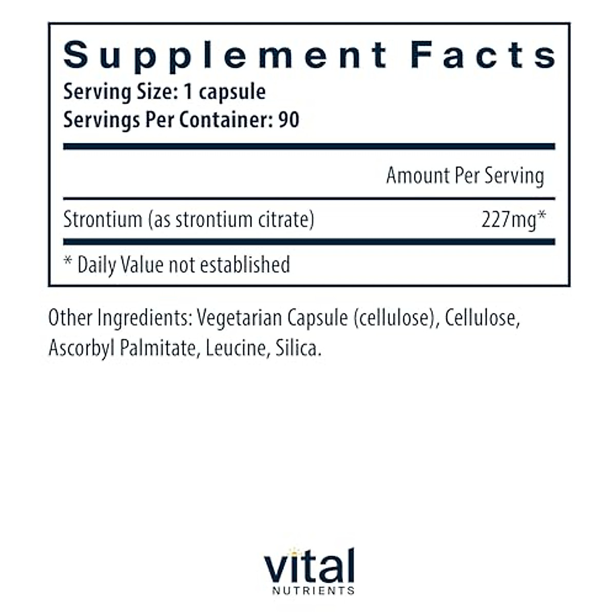 Vital Nutrients Strontium Citrate | Vegan Supplement | Supports Healthy Teeth and Bones* | Gluten, Dairy and Soy Free | Non-GMO | 90 Capsules
