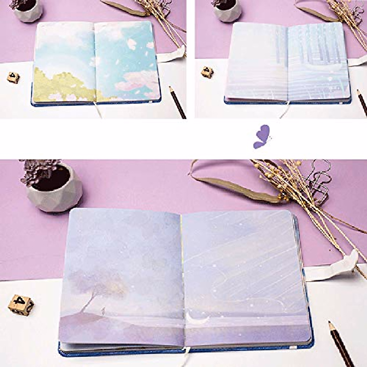 Tomolucky Direct Colorful Blank Writing Journal for Women,PU Leather Hardcover Notebooks Beautiful Journal to Write in,Personal Diary,Gift for women Girls, 258 Page