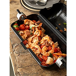 Everdure Rotisserie Grill Basket with Clip Locks, Non-Stick Food Grade Tumbler, Round Basket, Fits Standard Rotisserie Grills with 5/16” or 5/8” Square Spit Rods, Great for Meat and Vegetables