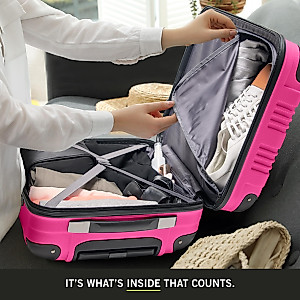 Kenneth Cole REACTION Out of Bounds Lightweight Hardshell 4-Wheel Spinner Luggage, Magenta, 2-Piece Set (20" & 28")