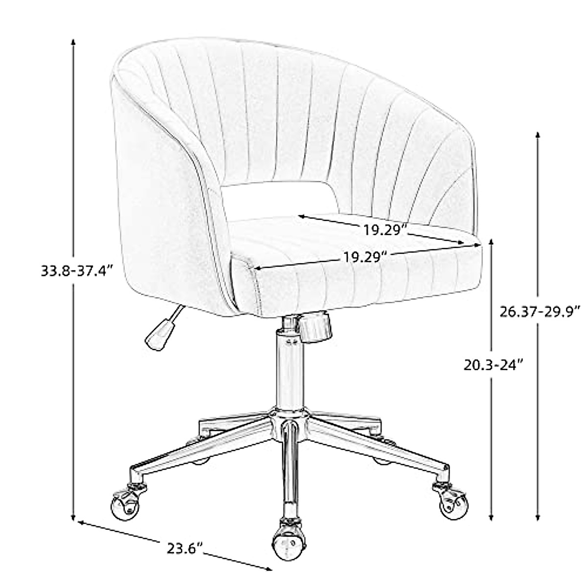 Home Office Chair Swivel Velvet Desk Chair Accent Armchair Upholstered Modern Tufted Chairs with Gold Base for Girls Women Ergonomic Study Seat Computer Task Stools for Living Room(Rose)