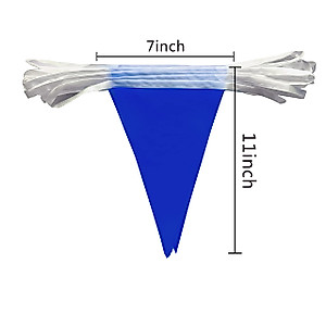 Consummate 100 Feet Blue Blank Pennant Banners Flags String Hanging DIY Triangle Bunting Flags for Grand Opening,Kids Birthday,Party Decorations,60 PCS