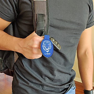 LaserGram Oval Keychain, Old Farm Tractor, Personalized Engraving Included (Dark Blue)