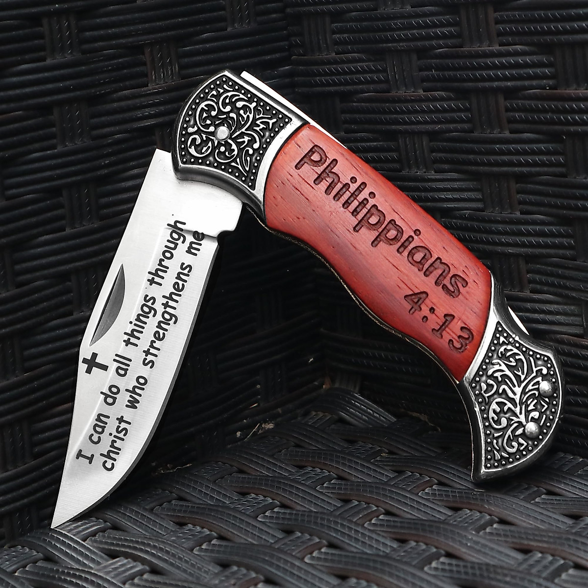 I Can Do All Things Through Christ Who Strengthens Me-Philippians 4:13 Catholic Christian Gifts Bible Verse Pocket Knive,Scripture Baptism Religious Confirmation Holy Men Gift (Philippians 4:13)