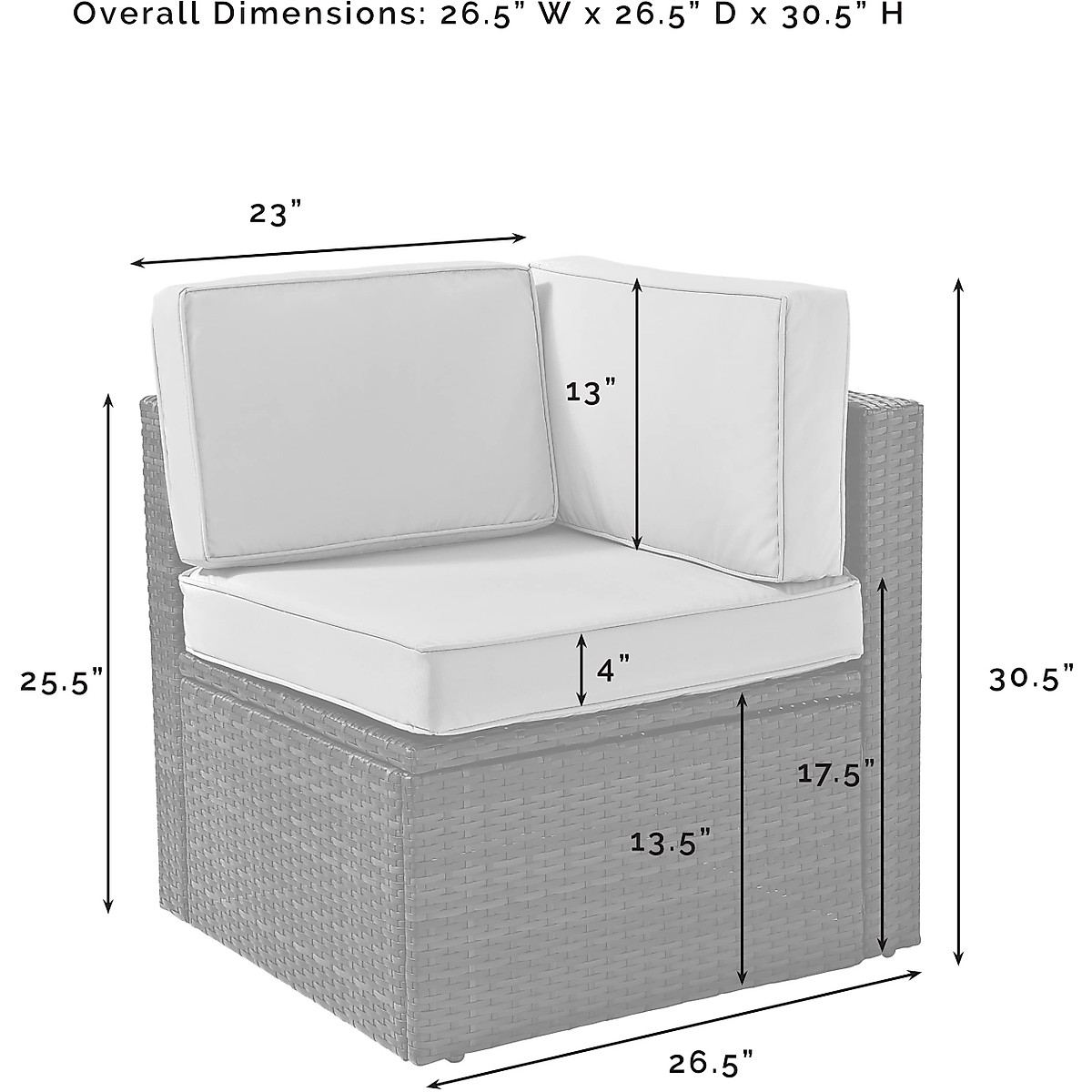 Crosley Furniture Palm Harbor Corner Outdoor Sectional Chair, Wicker Patio Chairs for Porch, Deck, Backyard, Brown with Sand Cushions