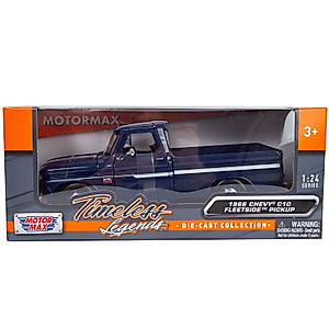 Motor Max 1966 Chevy C10 Fleetside Pickup Truck, Dark Blue - Motormax 73355 - 1/24 Scale Diecast Model Toy Car