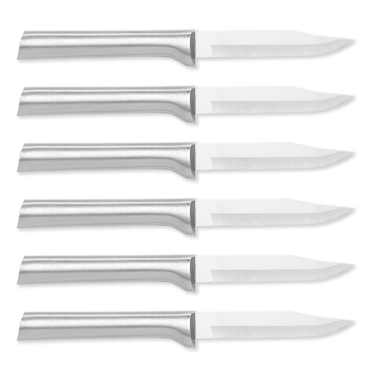 RADA Cutlery Everyday Paring Knife Stainless Steel Blade with Aluminum Made in USA, 6-3/4 Inches, Silver Handle, 6 Pack