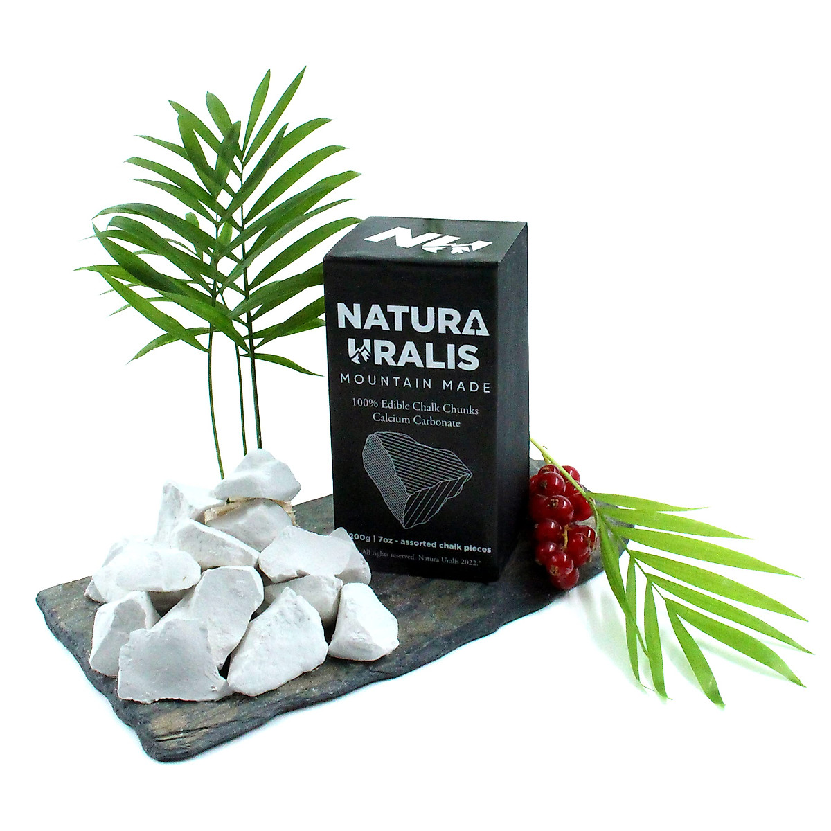Natura Uralis Premium Belgorod Chalk Chunks | 7 oz of White Chalk Chunks - Amazing Crunch, Satisfying Earthy, Velvety and Firm Texture, ASMR Sensation, Natural Calcium Carbonate
