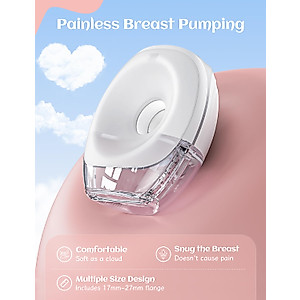 X-Bosak Breast Pump Hands Free, Wearable Electric Portable Silicone Breast Pump, 3 Modes & 8 Levels, Painless & Leak-Proof Design, 17mm~27mm Flange Inserts, Smart LCD Display, 2 Pack, White