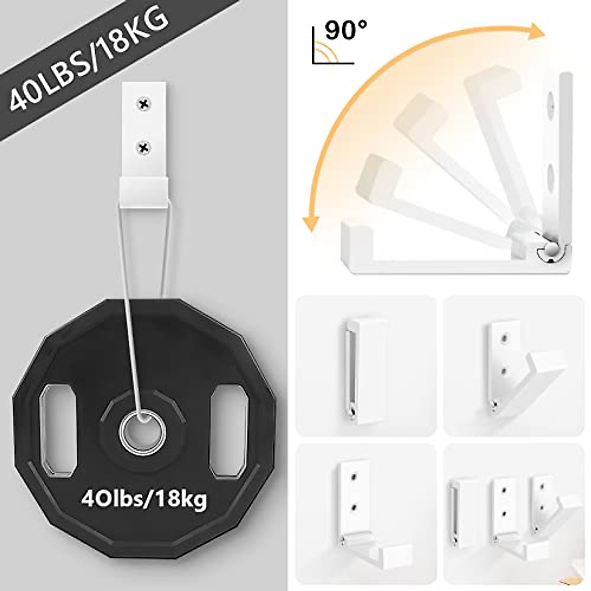 Folding Coat Hooks, 5pcs White Wall Hooks Heavy Duty for Hanging Coat Towel Backpack, Foldable Adhesive Hooks, Headphone Jacket Holder, Aluminum Alloy No Rust Hooks with Screws for Purse Hat Bag Keys