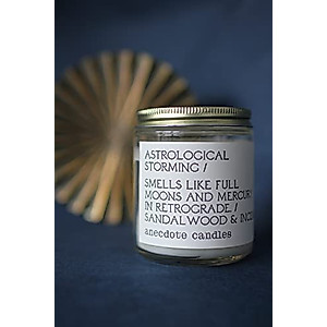 Anecdote Candles – Astrological Storming Glass Jar Candle – Sandalwood and Incense – Coconut Soy Wax – Non Toxic Scented Candle – Made in USA – 7.8 oz