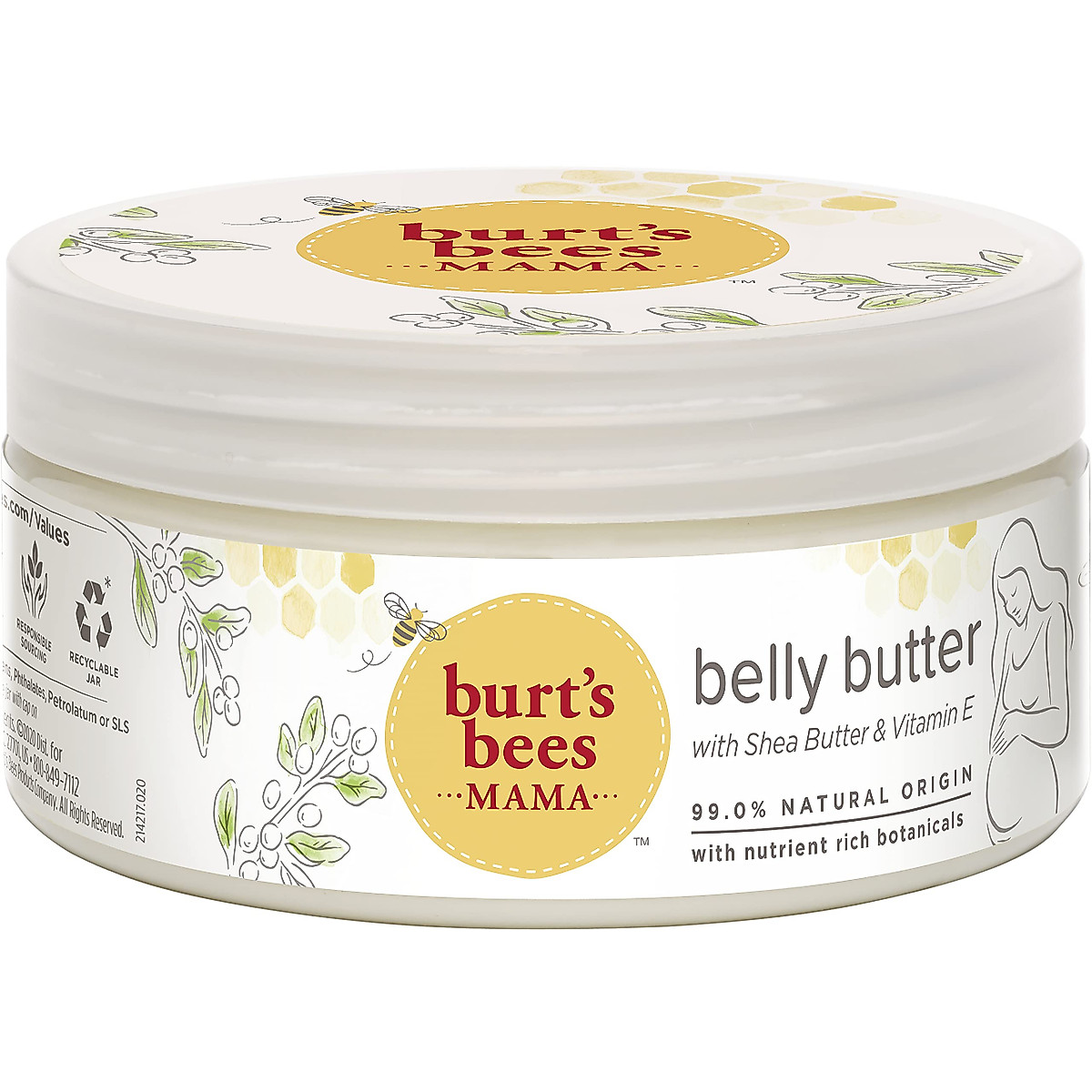 Burt's Bees Mama Belly Butter Skin Care, Pregnancy Lotion & Stretch Mark Cream, with Shea Butter and Vitamin E, 99% Natural, 6.5 Ounce
