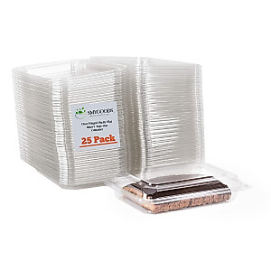 Smygoods clear plastic disposable container flat top, Disposable Plastic Sturdy Hinged Containers, [25 Pack] Dimensions: 9 3/8" x 6 3/4" x 2 3/16"