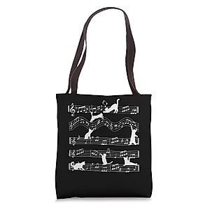 The Cat And Musical Note Instrumental Sounds Music Tote Bag