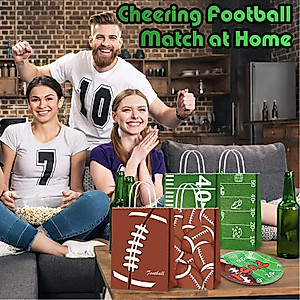 16pcs Football Goodie Bags for Boys with Handle Football Paper Bags Football Treat Bags Football Gift Bags Football Theme Party Decorations Football Party Bags for Kids Birthday Party Supplies