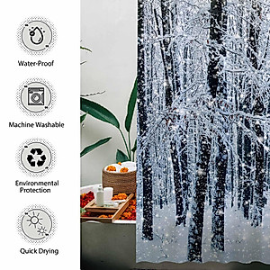 Allenjoy 72" x72" Winter Forest Shower Curtain for Bathroom Sets Snowy Its Cold Outside Home Bath Bathtub Decors Decoration Durable Waterproof Fabric Machine Washable Curtains