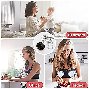 Electric Breast Pump, Portable Breast Pump with 2 Modes 9 Levels, Double Electric Breast Pump with 24mm 27mm Massage Flanges, Strong Suction hands free breast pump, come with 4 Breastmilk Storage Bags