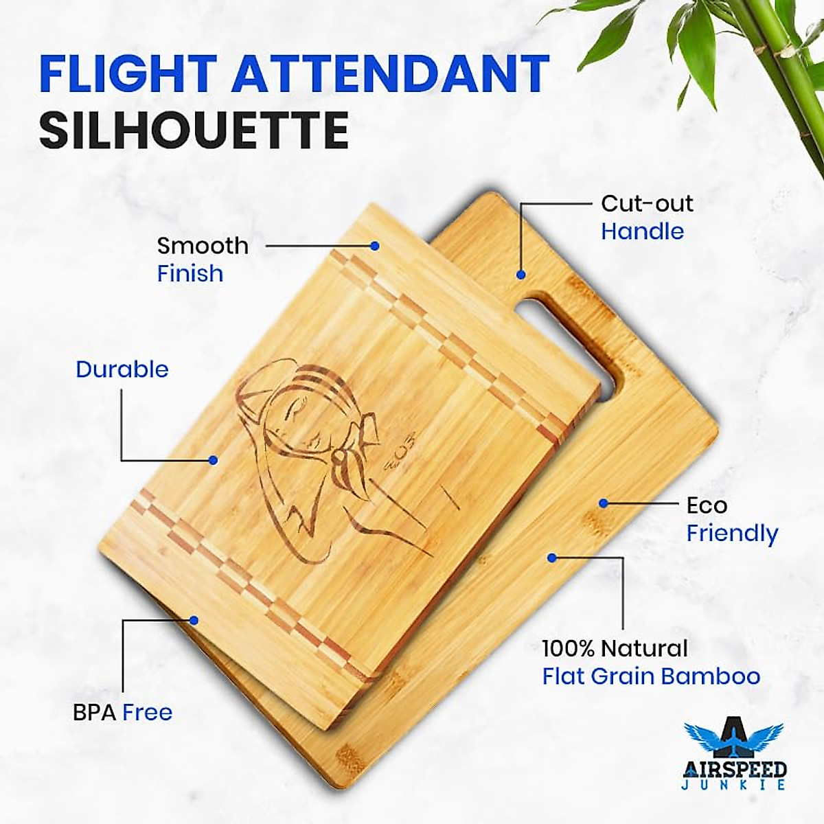 Flight Attendant Cutting Board, Vintage Stewardess, Bamboo