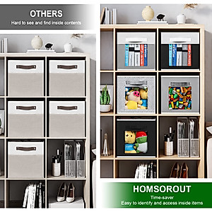 Homsorout Linen Closet Organizers and Storage - 6 Pack Cube Storage Bins with Handle, Fabric Storage Bins for Shelves, 11 inch Bins for Organization, Cubes Organizer for Home, Blended