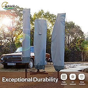 wikiwiki 82.7'' Patio Umbrella Cover Oxford Fabric, for 10FT Outdoor Offset Hanging & 9FT 3 Tier Market Umbrellas, Fade Resistant & Waterproof Fabric with Adjustable Drawstring & Storage Bag (Beige)