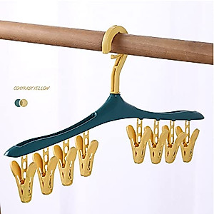 Stylish Drip Hanger Plastic Drying Clips Wind-Proof Hook Underwear Hanger with Clips Laundry Drying Rack Hanger for Socks Bras Clothespins (Color : Yellow)
