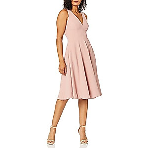 Dress the Population Women's Catalina Solid Sleeveless Fit & Flare Midi Dress, Blush, XS