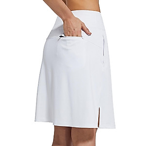 BALEAF Women's 20" Golf Skirts Knee Length Skorts Athletic Modest Long Acitive Casual Pockets UV Protection White XXL