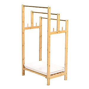 3 Tier Towel Rack Holder Free Standing Towel Hanging and Drying Rack Bath Towel Storage Organizer Solution for Bathroom Hotel Restroom Beach Swimming Pool (Bamboo)