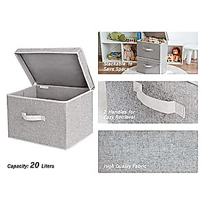StorageWorks Decorative Storage Boxes, Storage Basket With Lid And Handles, Gray, Large, 2-Pack, 15 ¾" L x 10 ¼" W x 9 ¾" H
