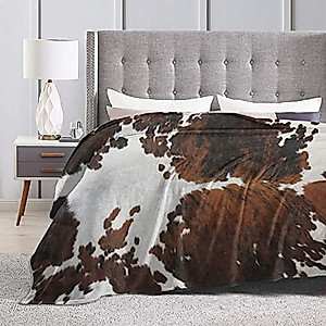 Brown Cow Print Blanket Soft Cow Skin Print Throw Blankets Fleece Blanket Cow Pattern Blanket for Couch Farm Animal Cow Blanket Fluffy Blanket Travel Blanket 40"x50"