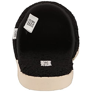 TOMS Men's Harbor Slipper, Black Faux Shearling, 10.5