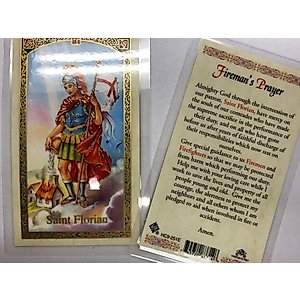 St. Francis Imports Set of 2 Holy Prayer Cards For Saint Florian - The Fireman's Prayer written in English.
