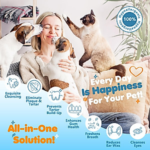 OOHAYA 3-in-1 Pet Finger Wet Wipes for Dogs & Cats, Soft Disposable Finger Wipes for Eye, Ear, & Dental Care, Freshen Breath with Dental Finger Wipes, Pack of 50