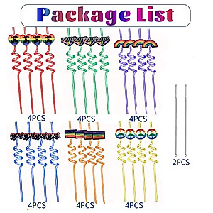 Rainbow Pride Gay Themed Party Straws 24 Gay Party Decorations Reusable Gay Style Straws for Rainbow Pride Gay Themed Party, Rainbow Pride Gay Party Birthday Party Decorations, Holiday Decorations