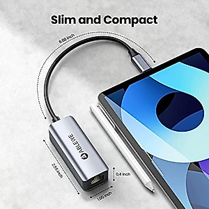 USB C to Ethernet Adapter, ABLEWE Type-C to RJ45 Gigabit Ethernet Adapter, Thunderbolt 3 to RJ45 LAN Network Adapter Compatible for MacBook Pro 2020/2019/2018/2017, MacBook Air, Dell XPS, Galaxy S20
