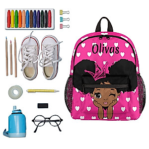 RIRIX Custom Toddler Backpack Personalized Backpack, Customized Kids Backpack Afro Girl School Bag Bookbag